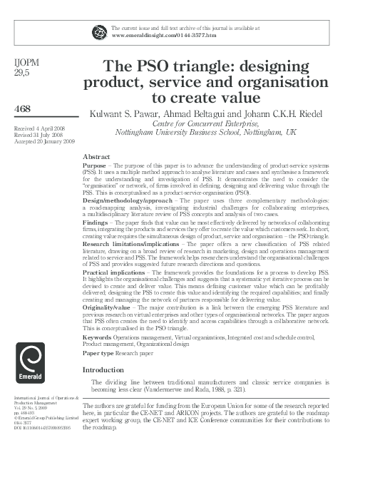 (PDF) The PSO triangle: designing product, service and organisation to ...
