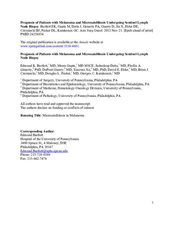 (PDF) Prognosis of Patients with Melanoma and Microsatellitosis ...