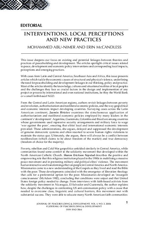 (PDF) Interventions, Local Perceptions and New Practices