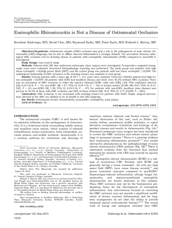 (PDF) Eosinophilic rhinosinusitis is not a disease of ostiomeatal occlusion