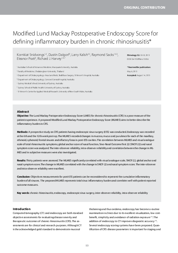 (PDF) Modified Lund Mackay Postoperative Endoscopy Score for defining ...
