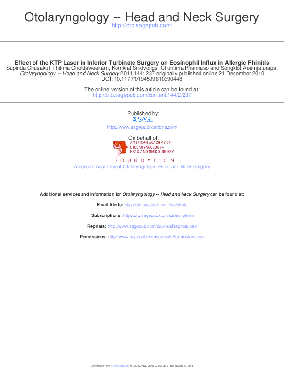 (PDF) Effect of the KTP Laser in Inferior Turbinate Surgery on ...