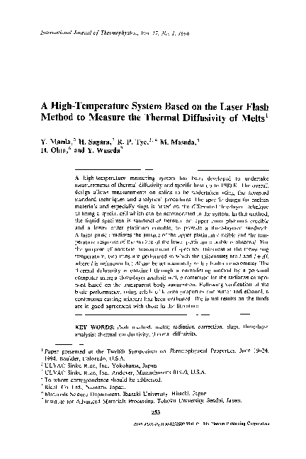 (PDF) A high-temperature system based on the laser flash method to ...