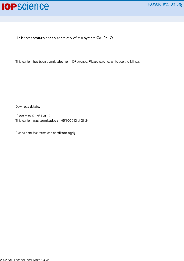 (PDF) High-temperature phase chemistry of the system Gd–Pd–O