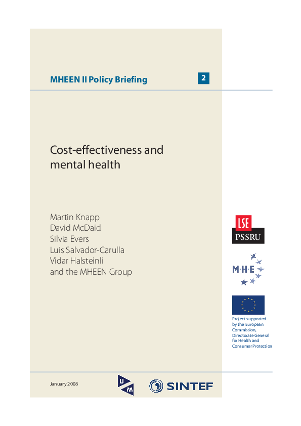 (PDF) Cost-effectiveness and mental health