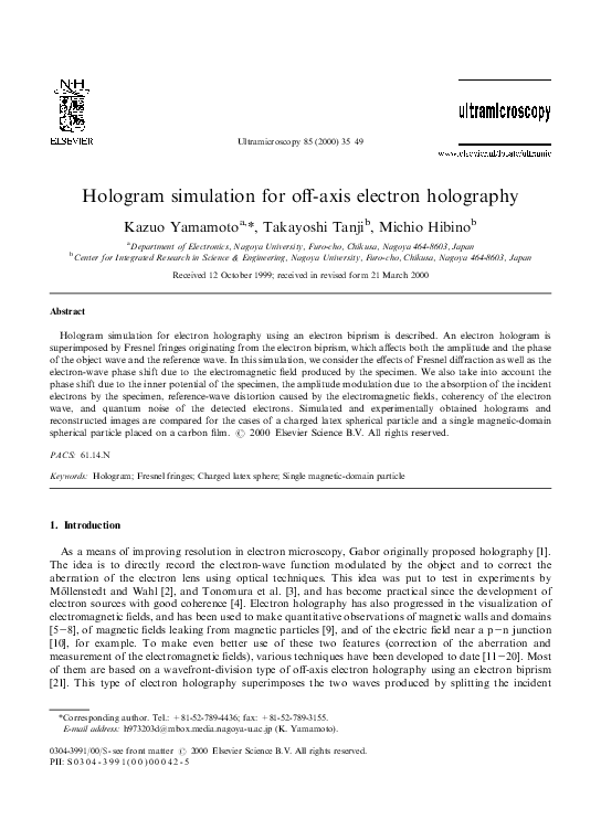 (PDF) Hologram simulation for off-axis electron holography