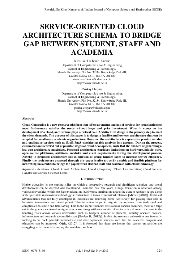 (PDF) SERVICE-ORIENTED CLOUD ARCHITECTURE SCHEMA TO BRIDGE GAP BETWEEN STUDENT, STAFF AND ACADEMIA