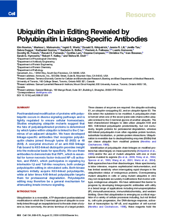 (PDF) Ubiquitin Chain Editing Revealed by Polyubiquitin Linkage ...
