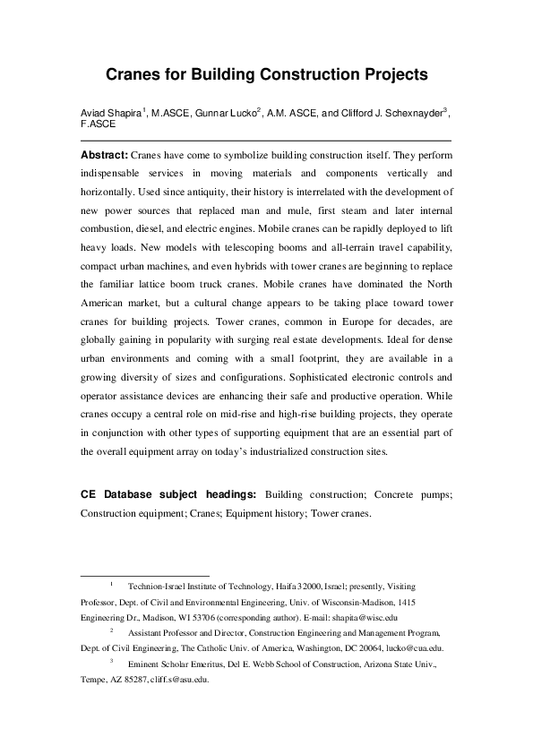(PDF) Cranes for Building Construction Projects