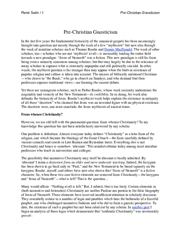 (PDF) Pre-Christian Gnosticism