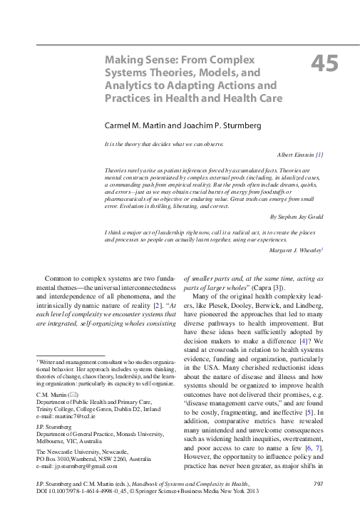 (PDF) Making Sense: From Complex Systems Theories, Models, and ...