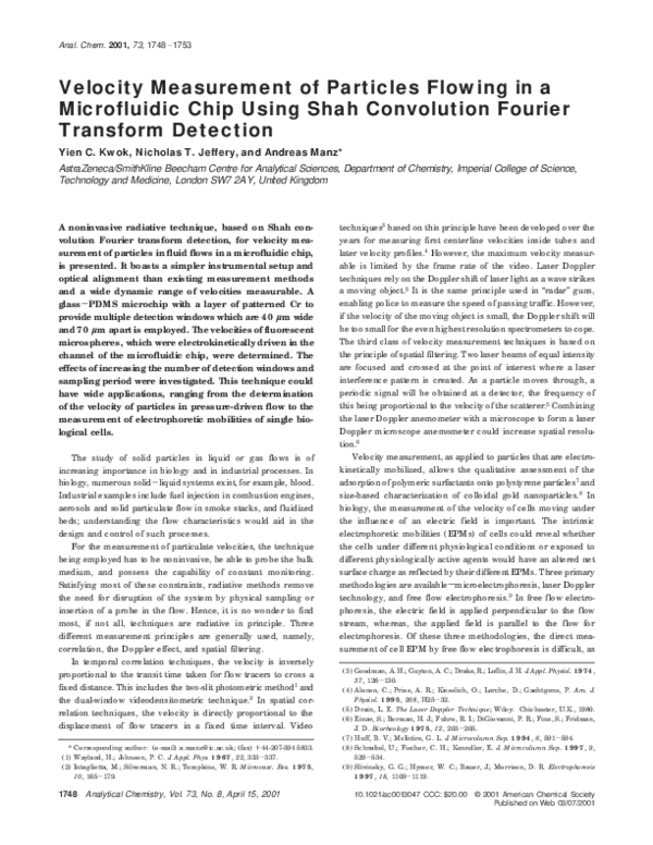 (PDF) Velocity Measurement of Particles Flowing in a Microfluidic Chip ...