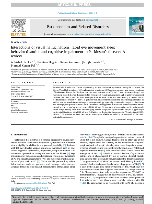 (PDF) Interactions of visual hallucinations, rapid eye movement sleep ...