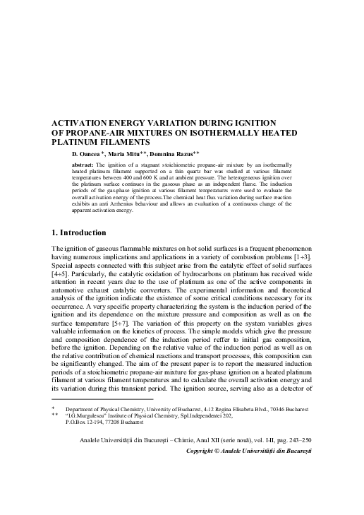 (PDF) ACTIVATION ENERGY VARIATION DURING IGNITION OF PROPANE-AIR ...