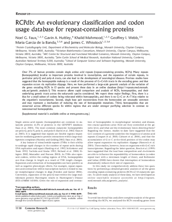 Pdf Rcpdb An Evolutionary Classification And Codon Usage Database
