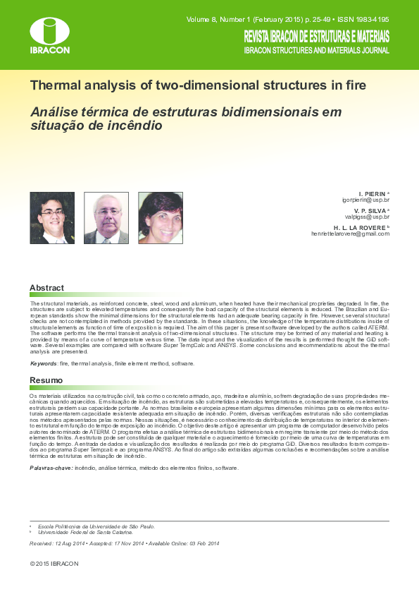 (PDF) Thermal analysis of two-dimensional structures in fire Análise térmica de estruturas ...