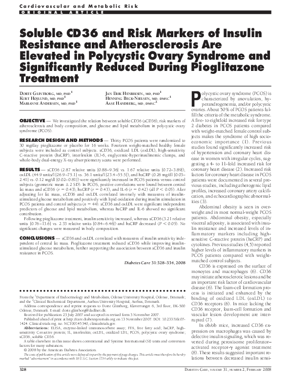 (PDF) Soluble CD36 and Risk Markers of Insulin Resistance and ...