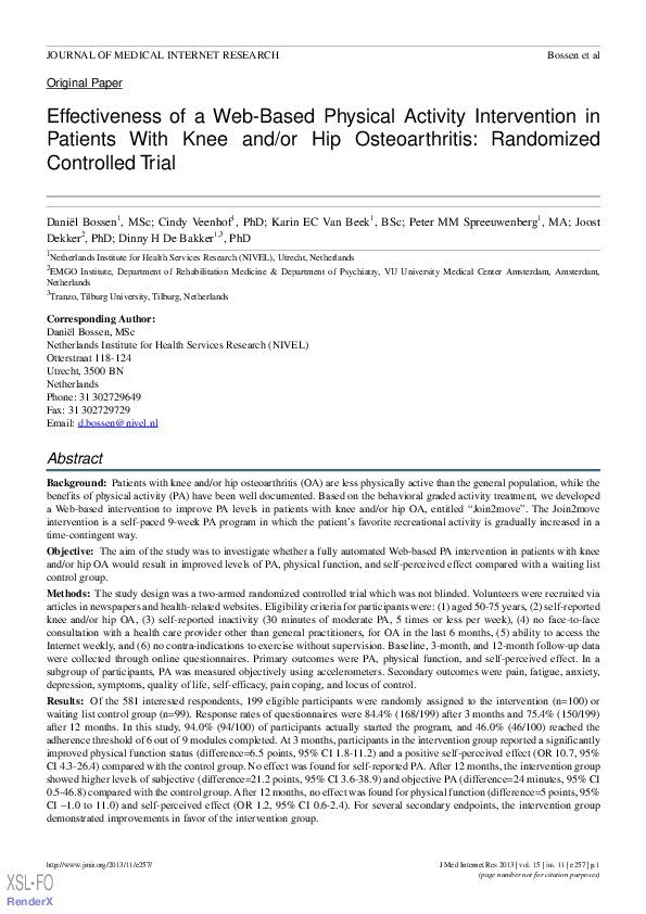 (PDF) Predicting Outcomes from Engagement With Specific Components of an Internet-Based Physical ...