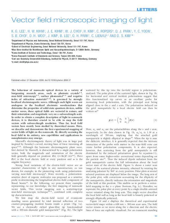 (PDF) Vector field microscopic imaging of light