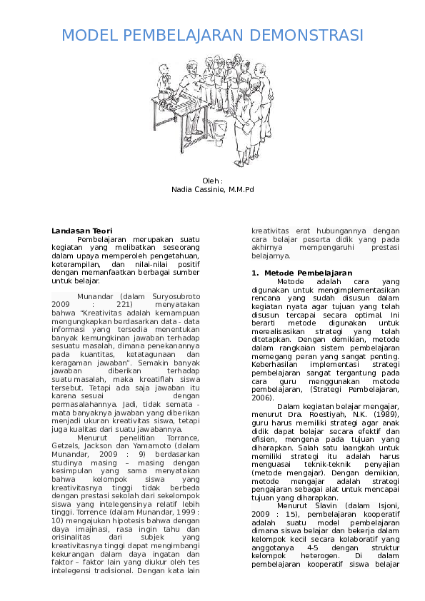 (DOC) Model Pembelajaran Demonstrasi