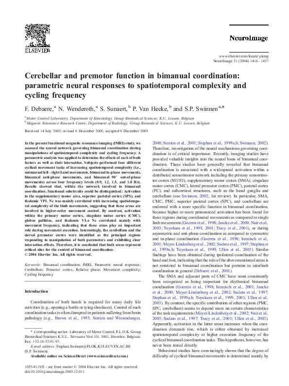 (PDF) Cerebellar and premotor function in bimanual coordination: parametric neural responses to ...