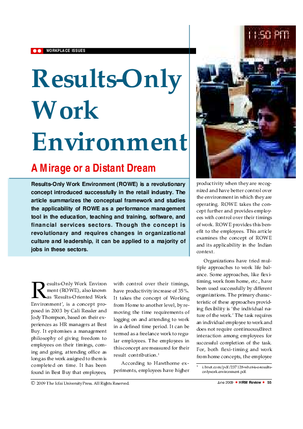 (PDF) Results Only Work Environment - A mirage or a distant dream