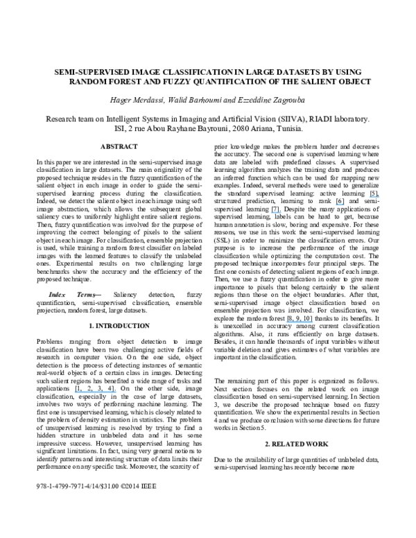 Pdf Semi Supervised Image Classification In Large Datasets By Using