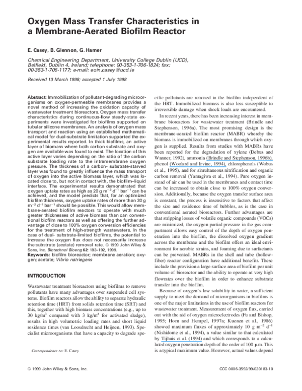 (PDF) Oxygen mass transfer characteristics in a membrane-aerated ...