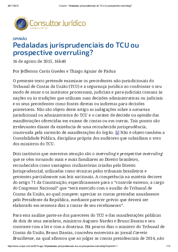 (PDF) Thiago Pádua - Pedaladas Jurisprudenciais do TCU ou Prospective ...