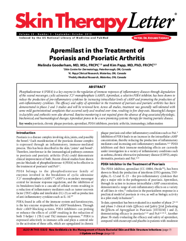 (PDF) Apremilast in the Treatment of Psoriasis and Psoriatic Arthritis