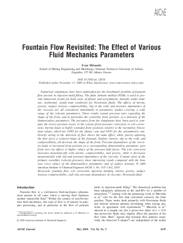 (PDF) Fountain flow revisited: The effect of various fluid mechanics ...