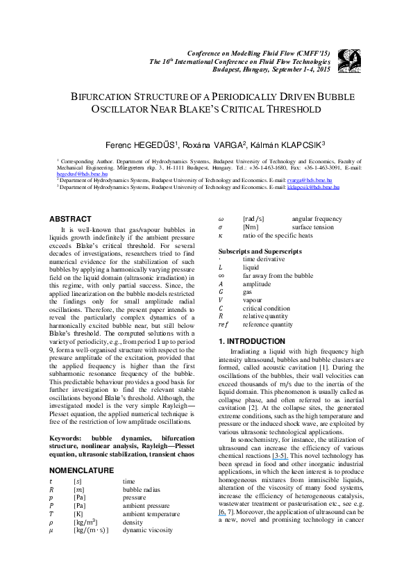 (PDF) Bifurcation Structure of a Periodically Driven Bubble Oscillator ...