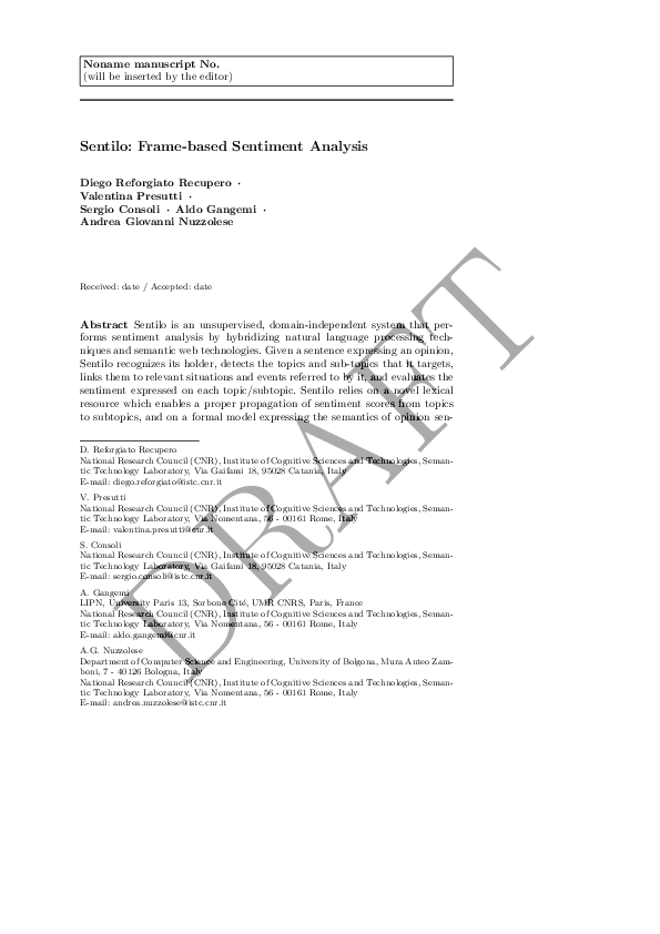 (PDF) Sentilo: Frame-Based Sentiment Analysis