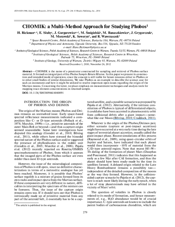 (PDF) CHOMIK: a multi-method approach for studying Phobos