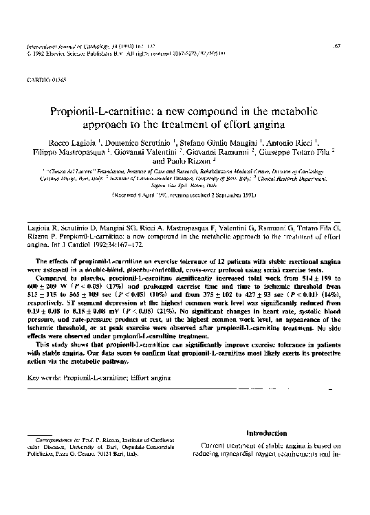 (PDF) Propionil-L-carnitine: a new compound in the metabolic approach ...