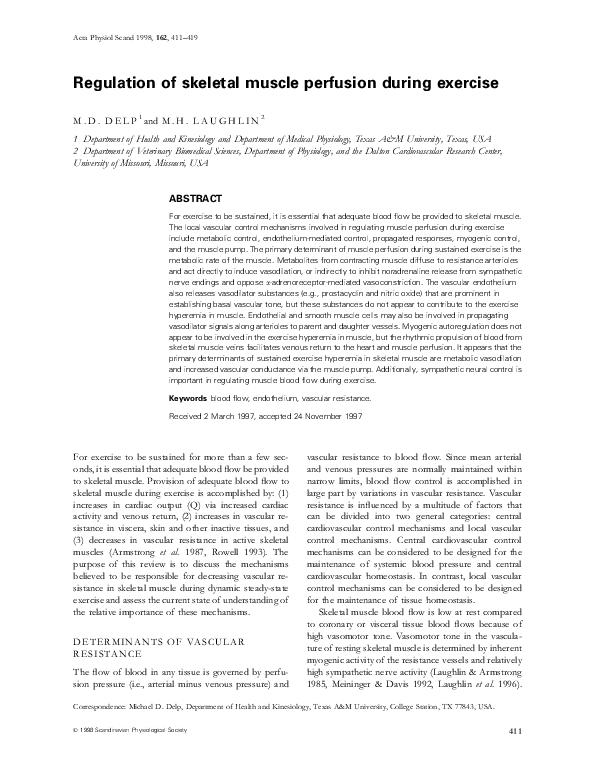 (PDF) Regulation of skeletal muscle perfusion during exercise