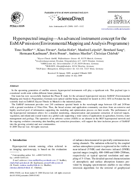 (PDF) Hyperspectral imaging—An advanced instrument concept for the ...