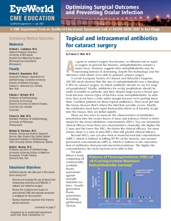 (PDF) Topical and intracameral antibiotics for cataract surgery