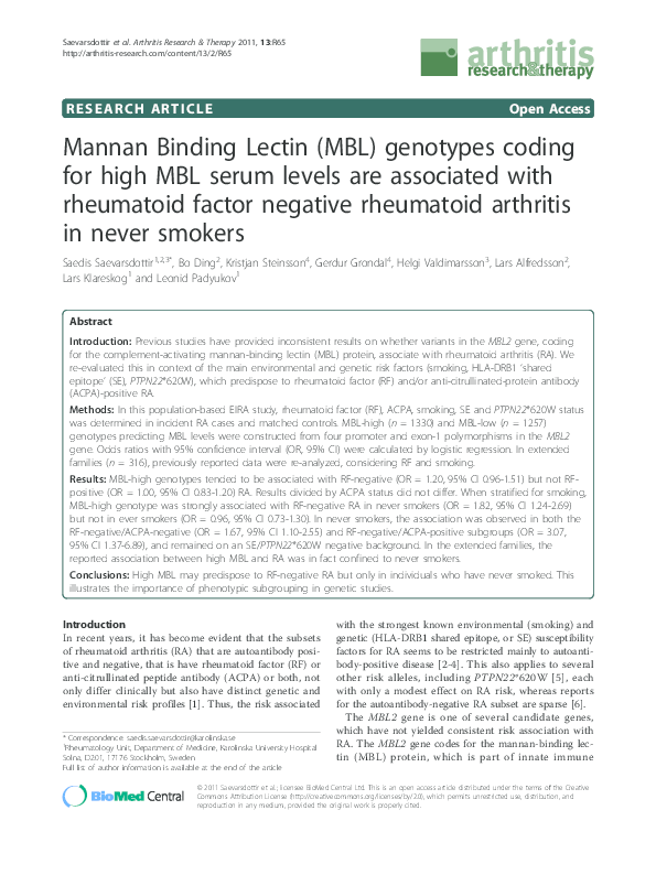 Pdf Mannan Binding Lectin Mbl Genotypes Coding For High Mbl Serum