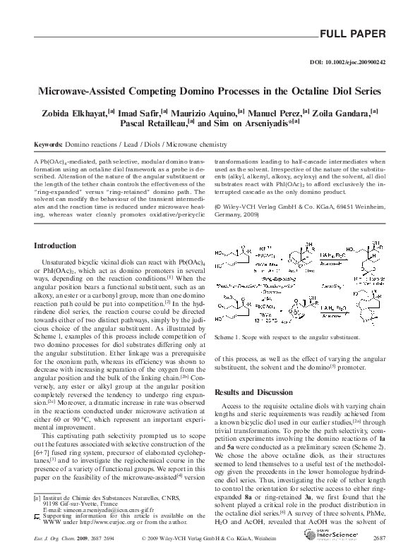 (PDF) Microwave-Assisted Competing Domino Processes in the Octaline ...