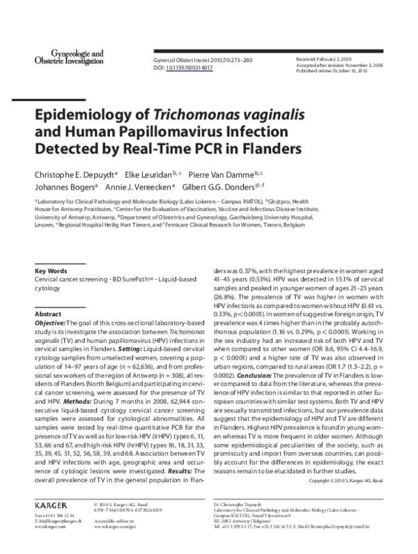 (PDF) Epidemiology of Trichomonas vaginalis and Human Papillomavirus ...