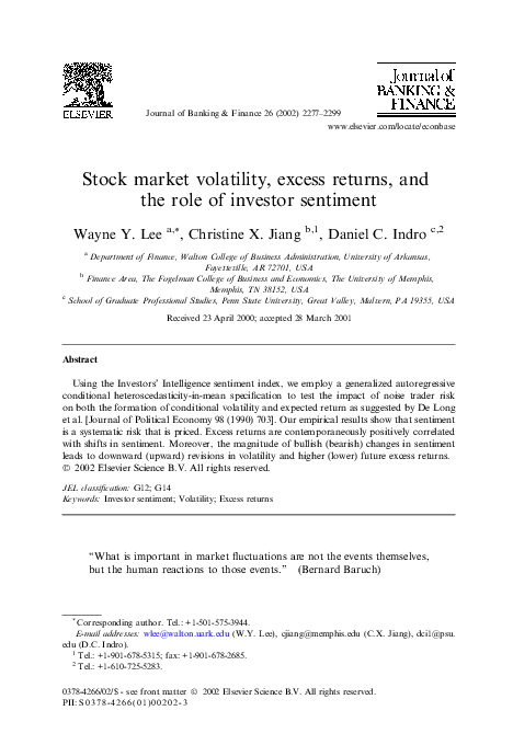 (PDF) Stock market volatility, excess returns, and the role of investor ...