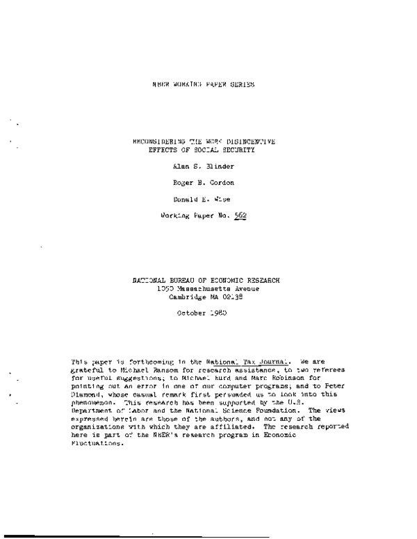 (PDF) Reconsidering the Work Disincentive Effects of Social Security