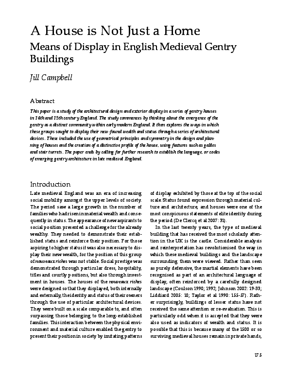 A house is not just a home: means of display in English medieval gentry ...