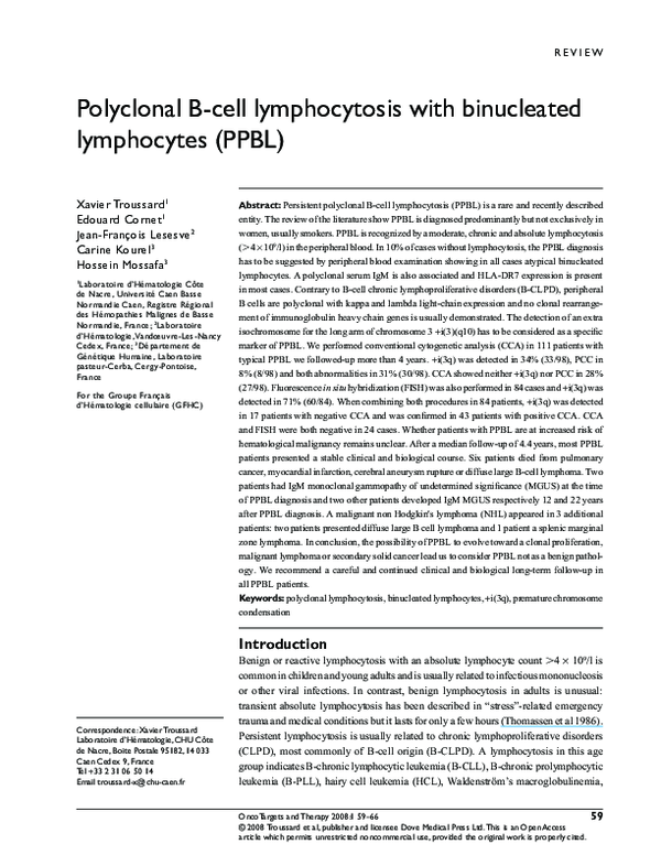 (PDF) Polyclonal B-cell lymphocytosis with binucleated lymphocytes ...