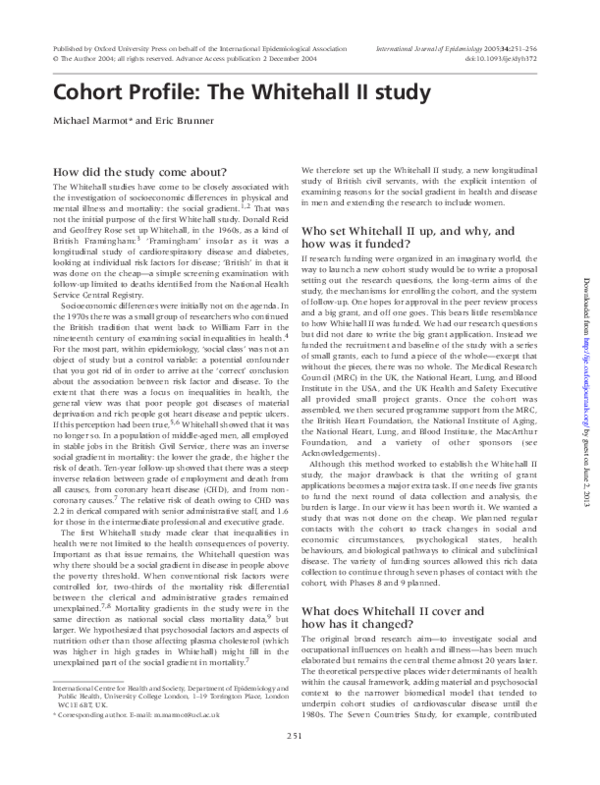 (PDF) Cohort Profile: The Whitehall II study