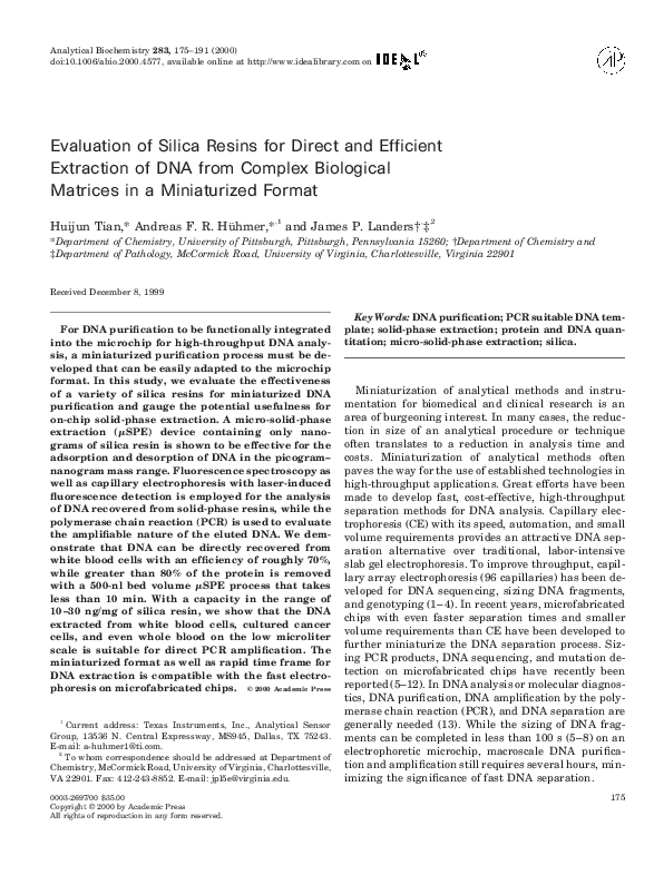 (PDF) Evaluation of Silica Resins for Direct and Efficient Extraction ...