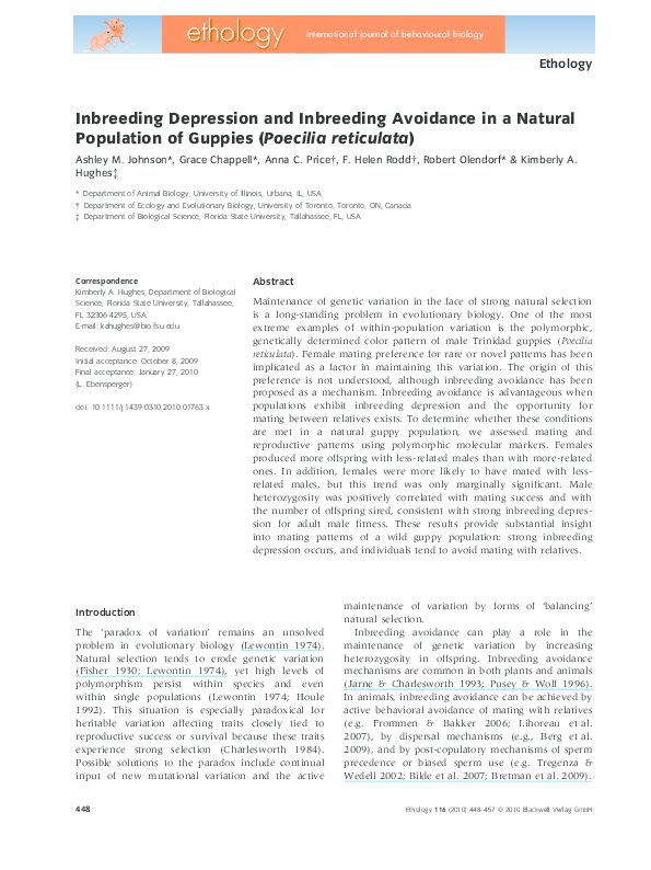 (PDF) Inbreeding Depression and Inbreeding Avoidance in a Natural ...