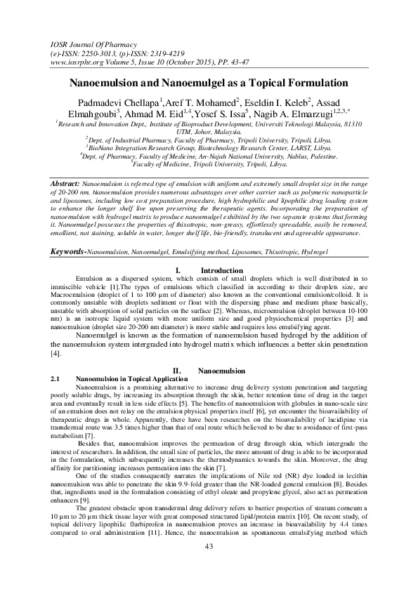 (PDF) Nanoemulsion and Nanoemulgel as A Topical Formulation