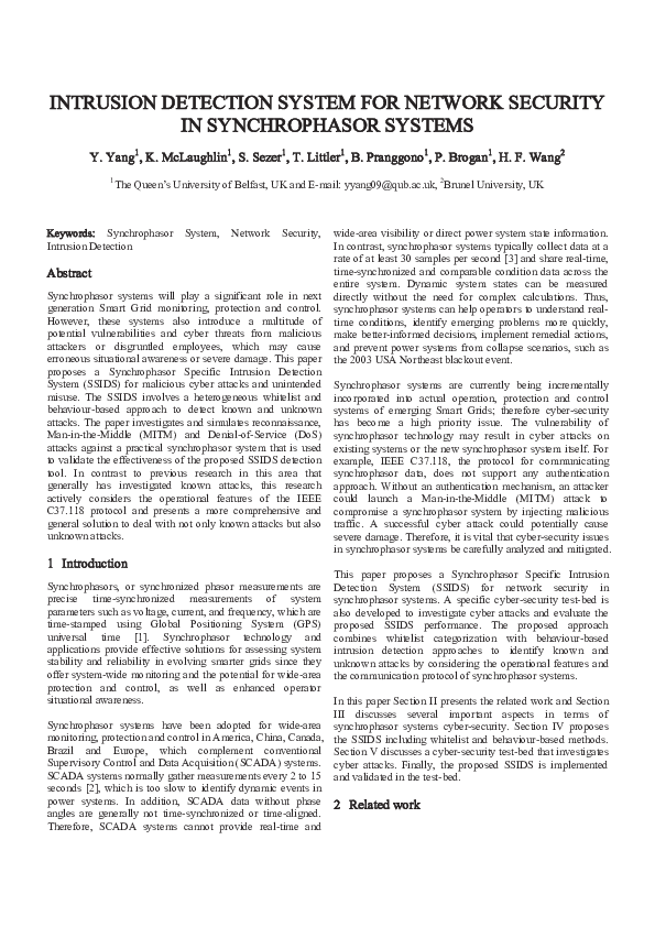 Pdf Intrusion Detection System For Network Security In Synchrophasor Systems Bernardi